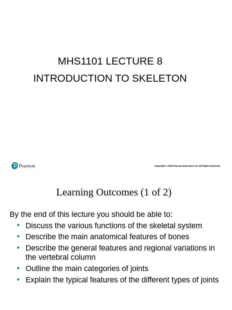Mhs1101 Lecture 8 Intro To Skeleton 2025 | PDF | Vertebra | Vertebral Column
