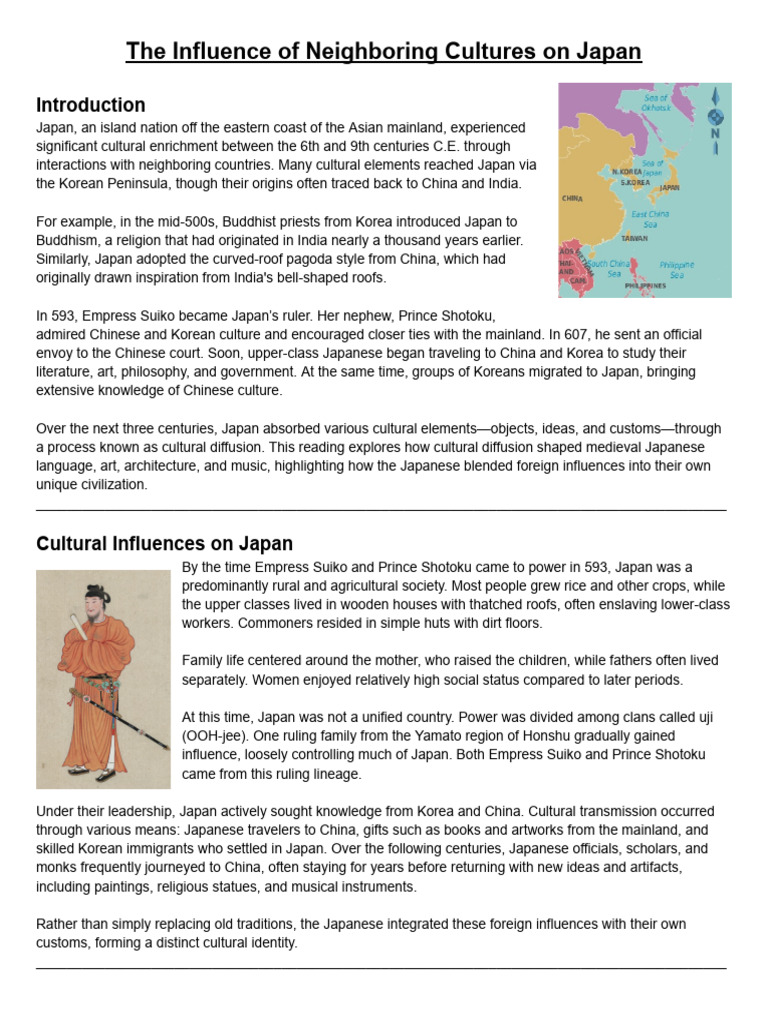 READING - The Influence of Neighboring Cultures On Japan | PDF | Shinto ...