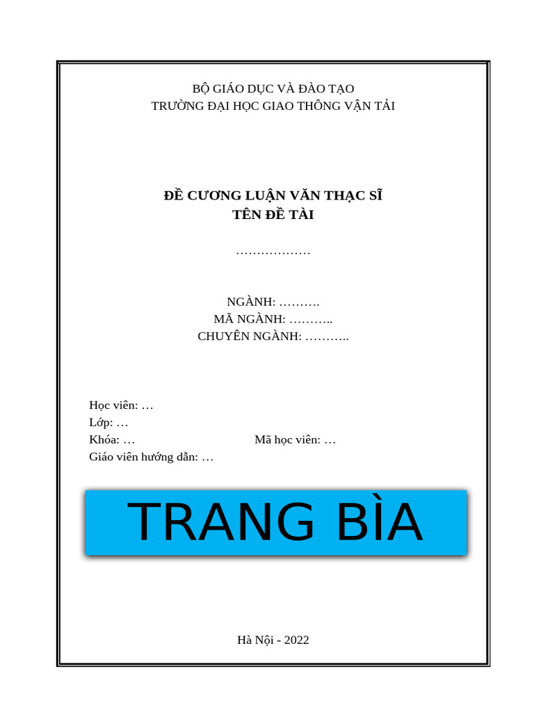 Mau de Cuong Luan Van Thac Si | PDF