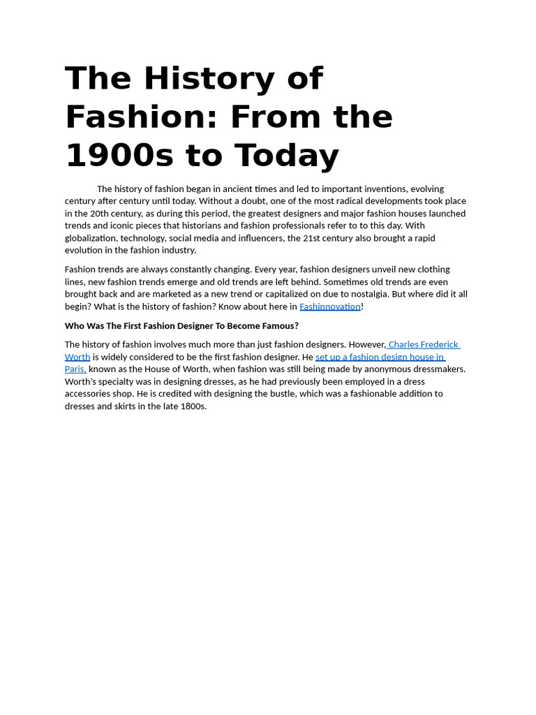 Fashion Evolution: 1900s to Present | PDF | Fashion | Dress