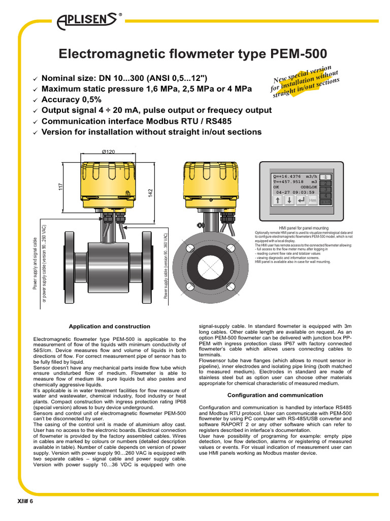 PEM-500 Electromagnetic Flowmeter | PDF | Flow Measurement | Pipe ...