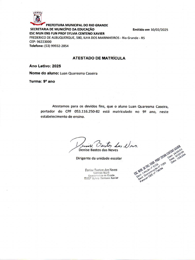 Atestado de Matricula | PDF