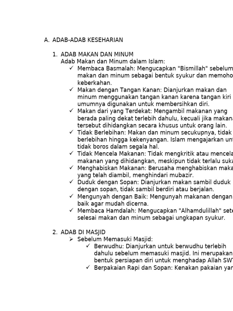 Adab Sehari-hari dalam Islam | PDF