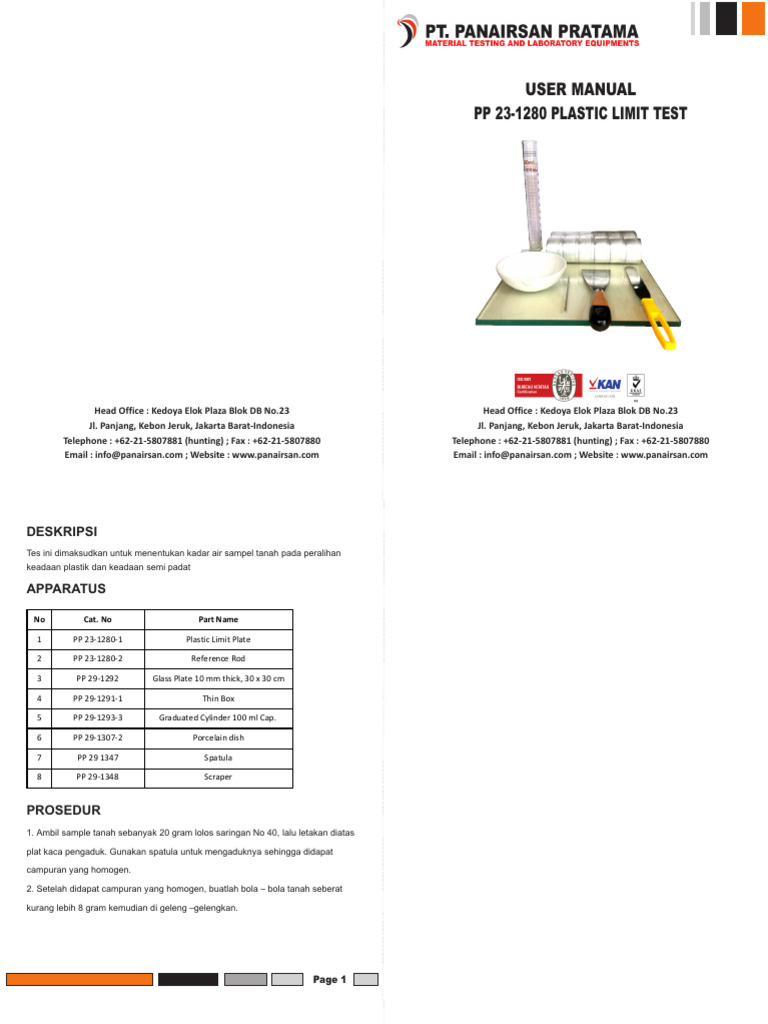PP 23-1280 Plastic Limit Test Set ver IND print ver | PDF