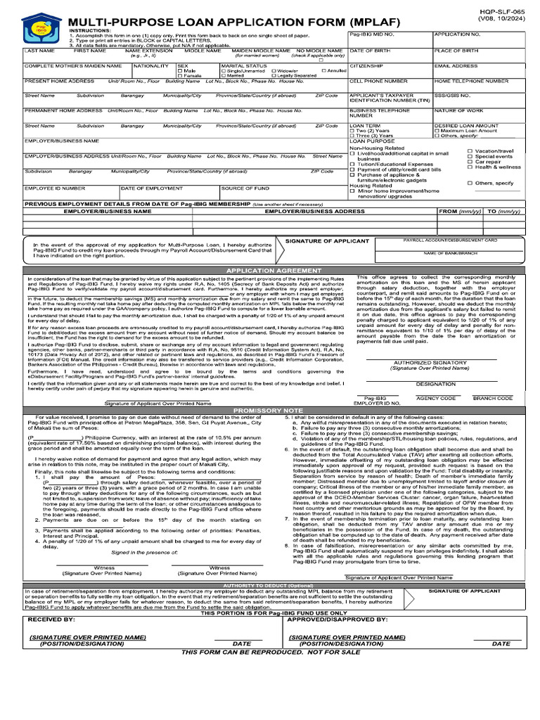 Pag-Ibig MPL Application Form 2024 | PDF