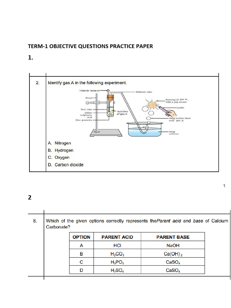 13TH Opdf Latest Chemistry Case Study Objective Test Term 1 X Class ...