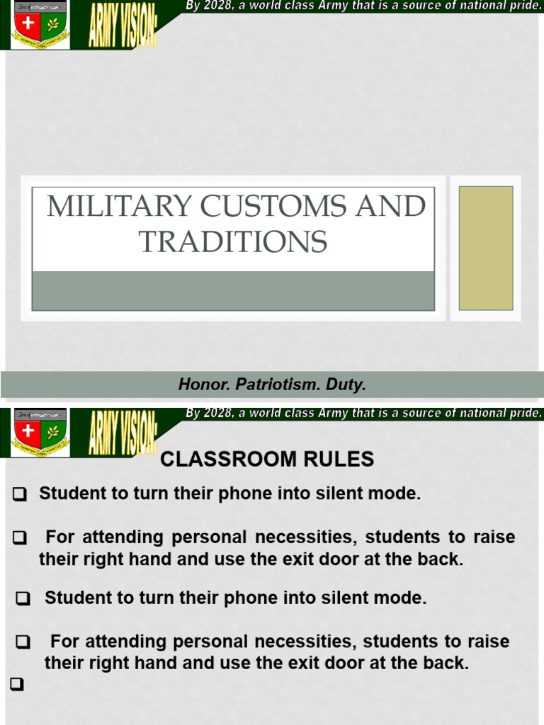 Military Customs and Traditions Guide | PDF