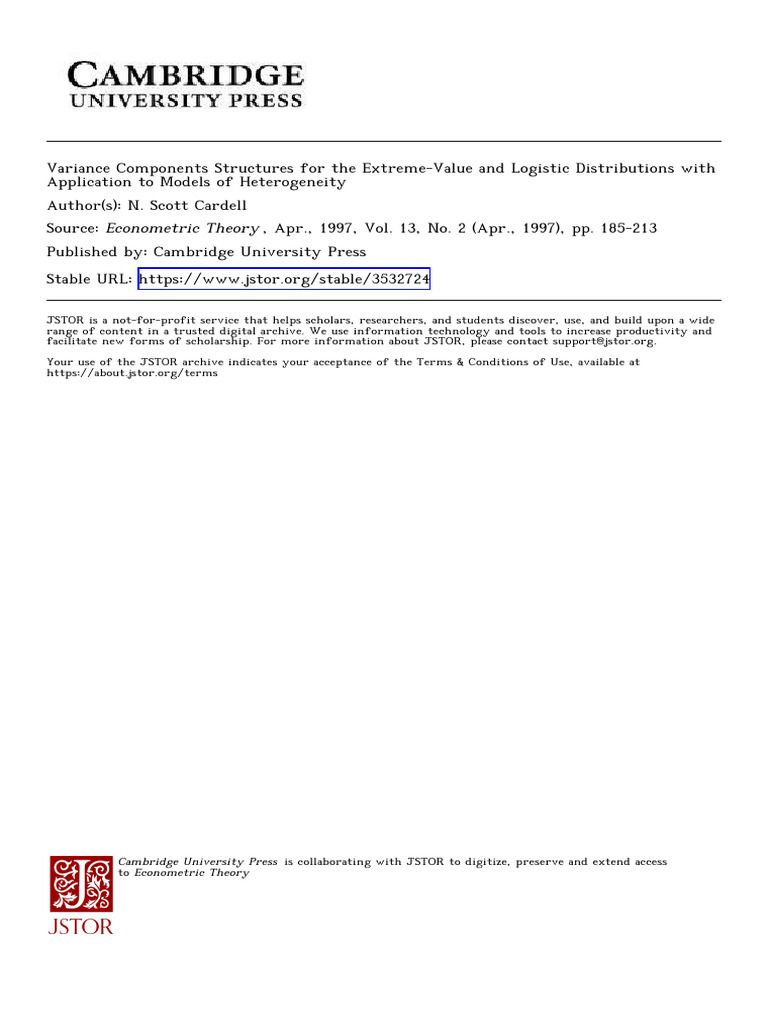 Cardell VarianceComponentsStructures 1997 | PDF | Variance | Logistic ...