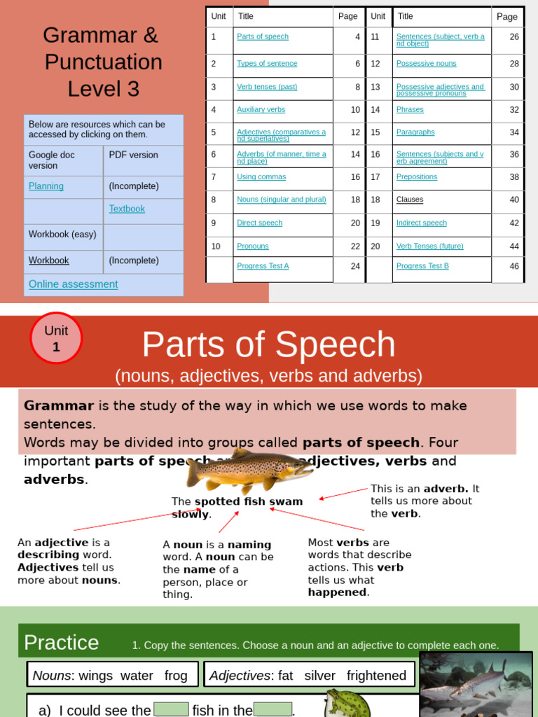 Grammar & Punctuation Level 3 Guide | PDF | Part Of Speech | Adjective