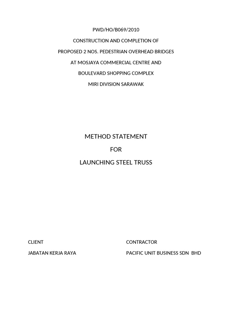 Method Statement For Launching Steel Structural | PDF | Transport ...