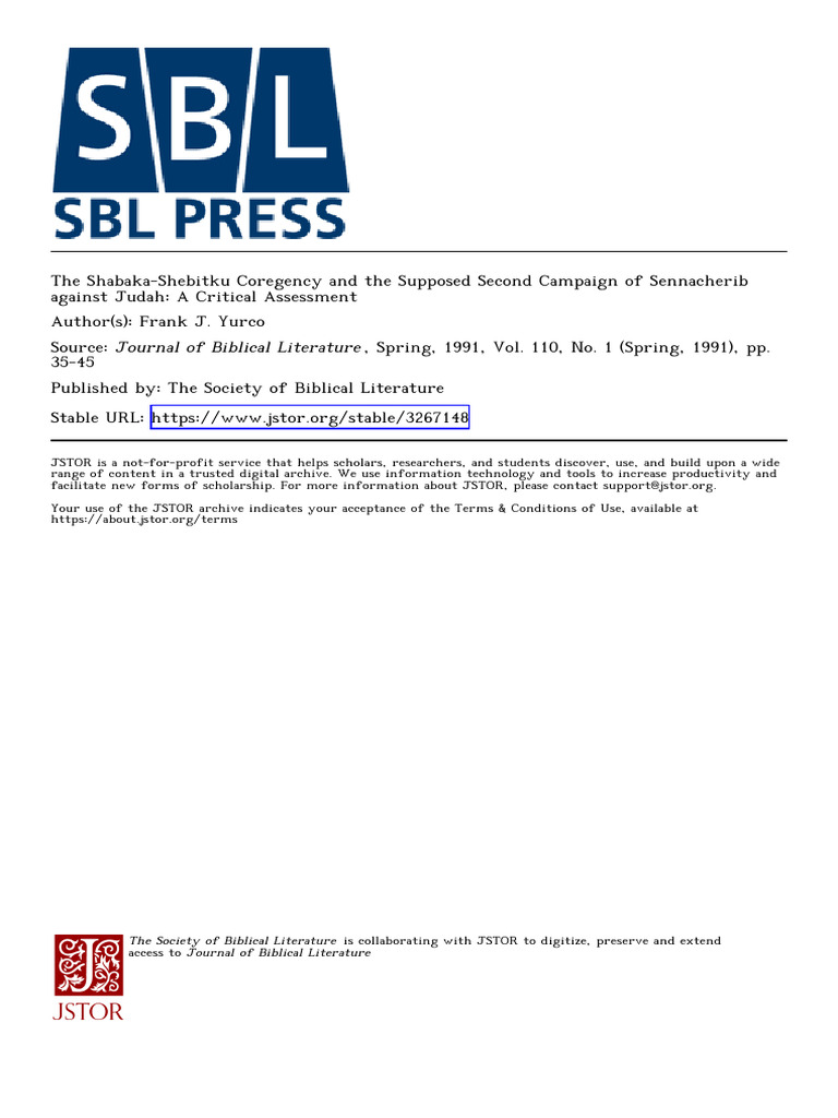 Yurco-ShabakaShebitkuCoregencySupposed-1991 | PDF