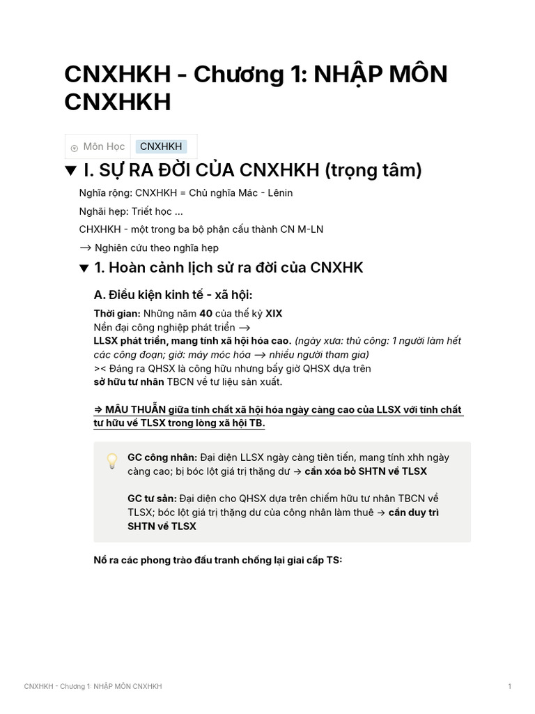 CNXHKH - Chương 1 NHẬP MÔN CNXHKH | PDF