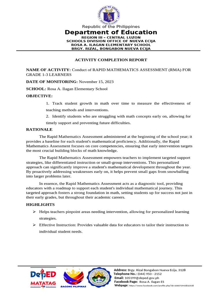 Acr-Rapid Mathematics Assessment (Rma) | PDF | Mathematics ...