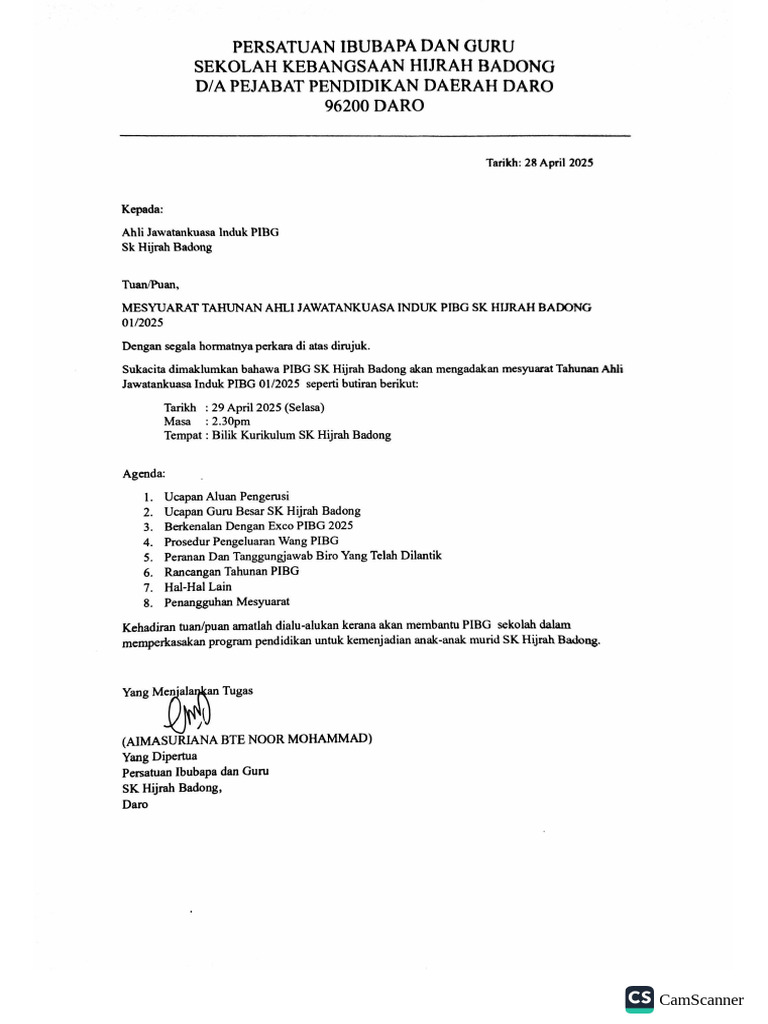 Mesyuarat Induk PIBG 0125 | PDF