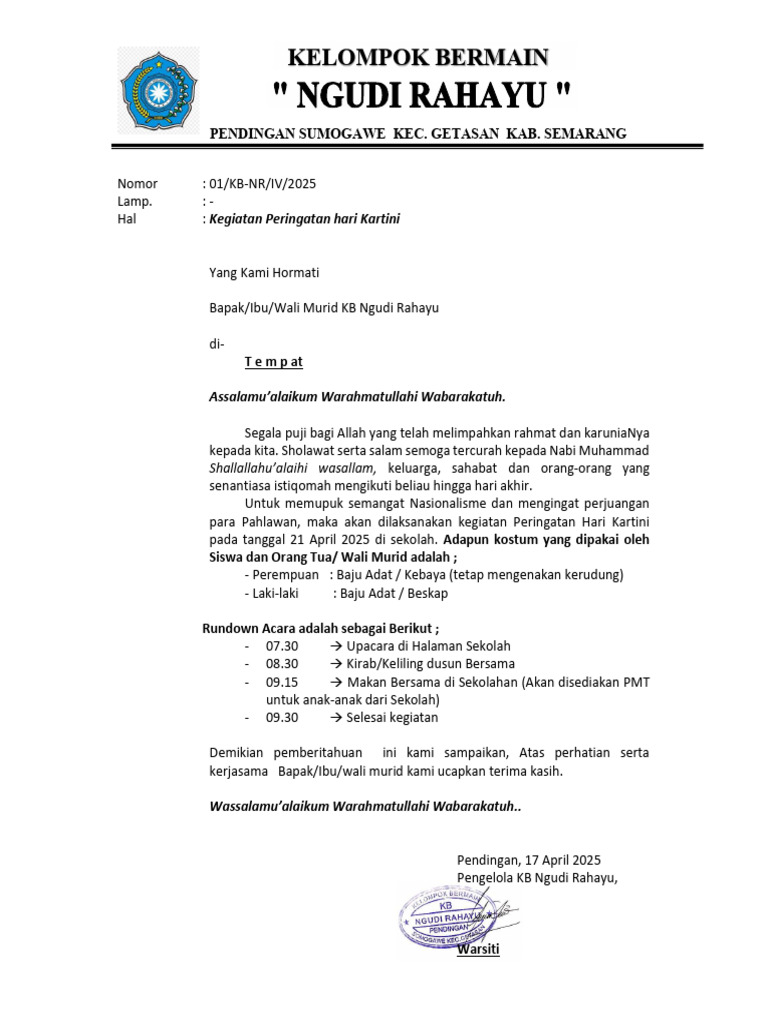 Undangan Peringatan Hari Kartini | PDF