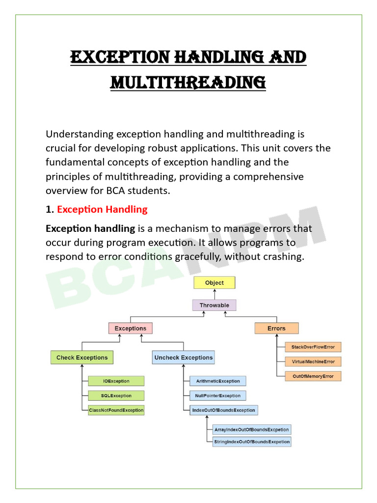 4.exception Handling and Multithreading | PDF | Thread (Computing) | Method (Computer Programming)