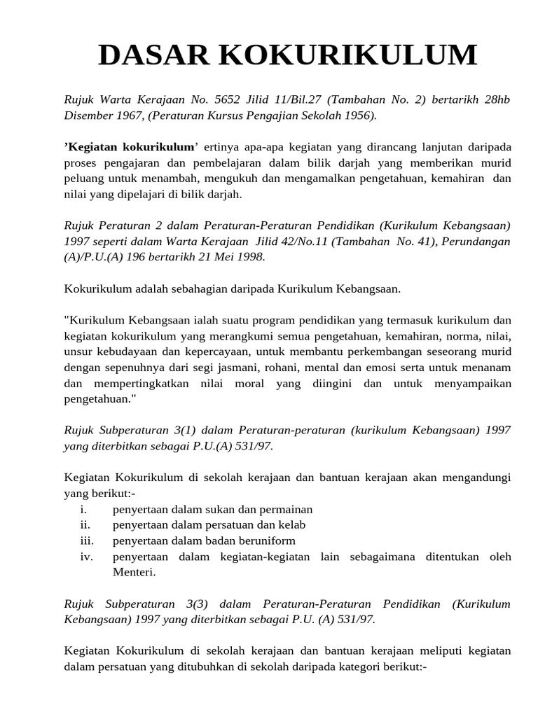 Dasar Kokurikulum | PDF