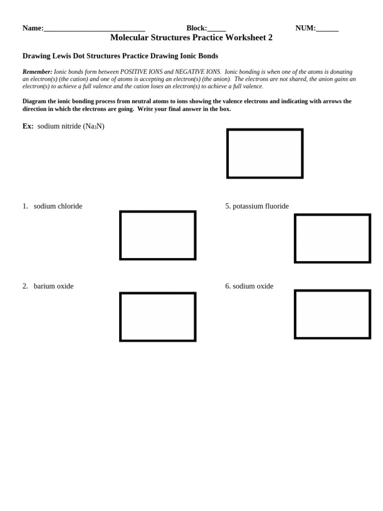 Lewis Structures Practice Worksheet 2 | PDF | Ion | Chemical Bond