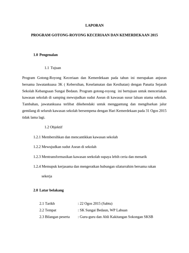 Laporan Program Gotong-Royong Keceriaan | PDF