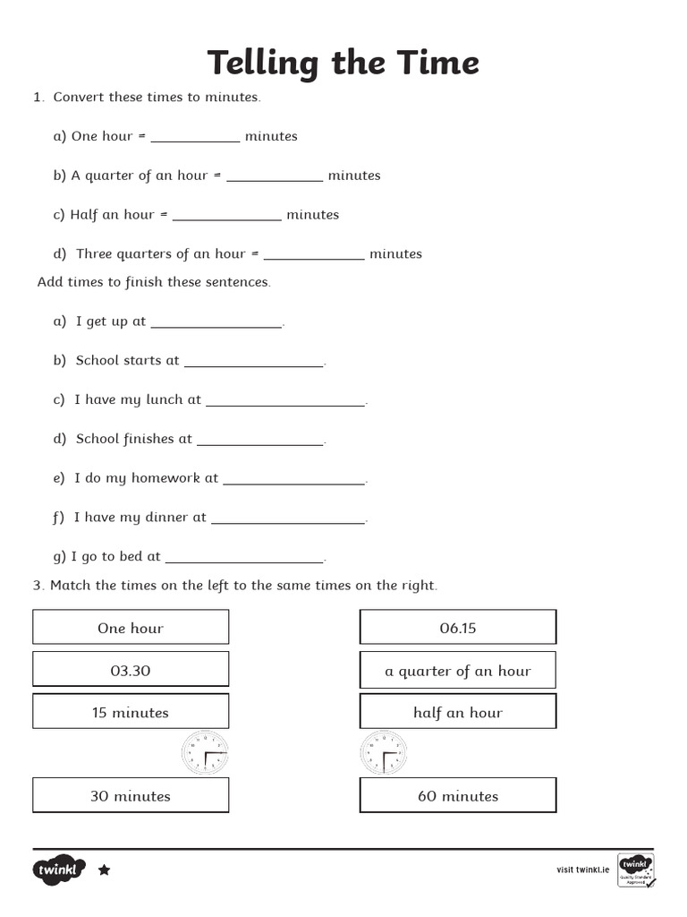 Roi2 M 370 Telling The Time Differentiated Activity Sheets English ...
