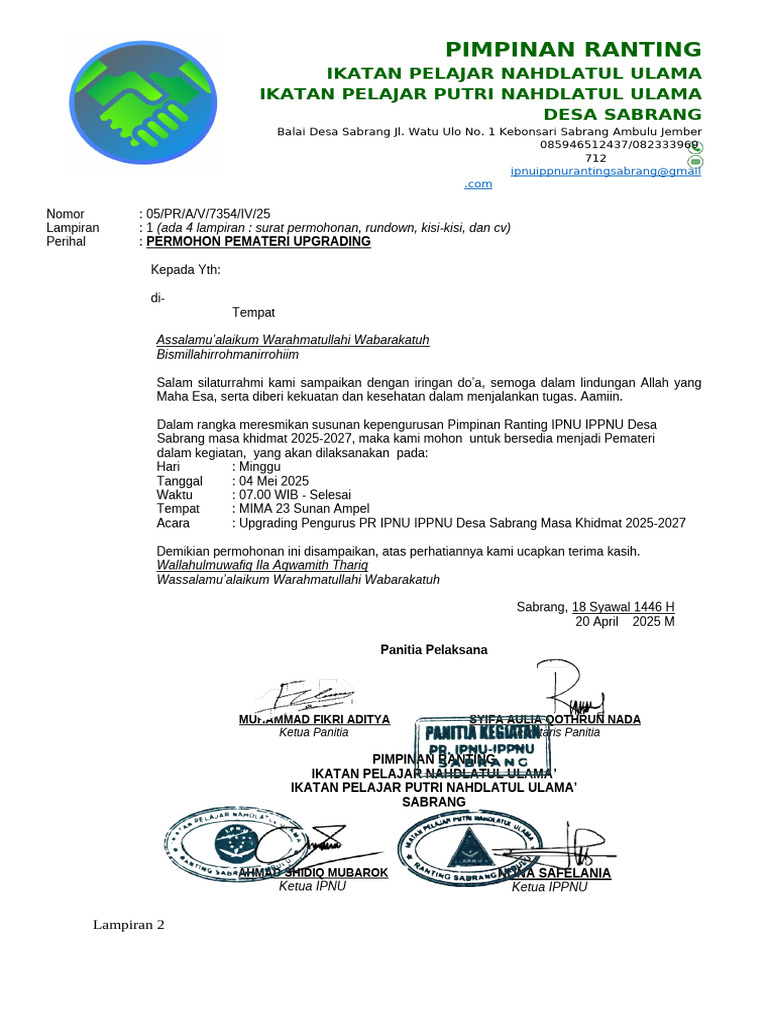 Permohonana - Pemateri FIX POLL | PDF