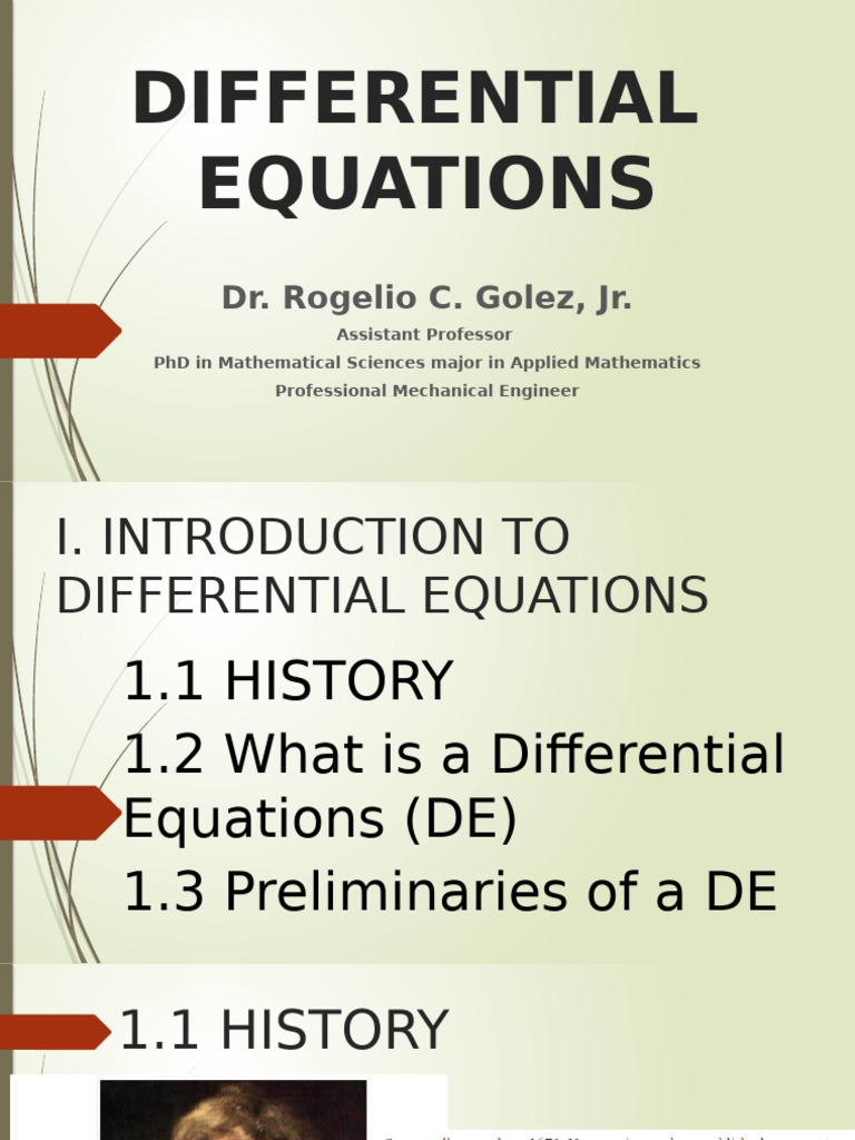Topic 1_Isntroduction to Differential Equations | PDF