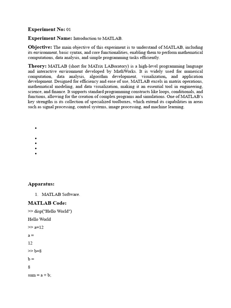 Introduction to MATLAB Basics | PDF | Matlab | Applied Mathematics