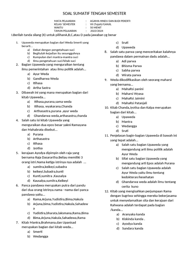 SOAL STS kurikulum merdeka smt ganjil | PDF