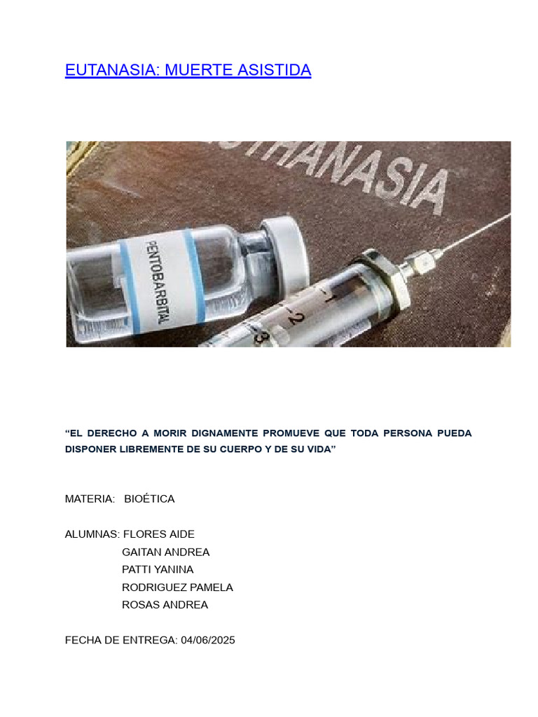 TP Bioética Eutanasia | PDF | Bioética | Muerte