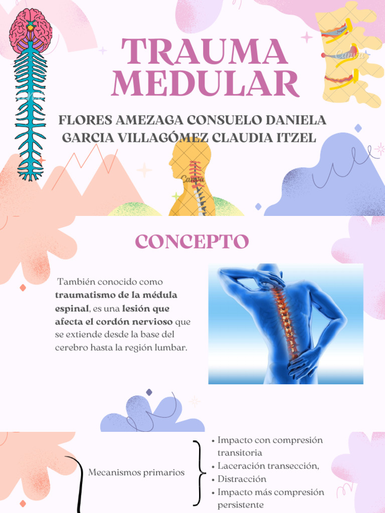 Trauma Medular | PDF | Lesión de la médula espinal | Médula espinal