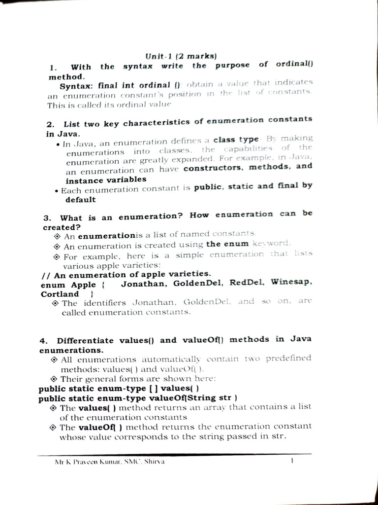 Advance Java QB Unit-1 | PDF