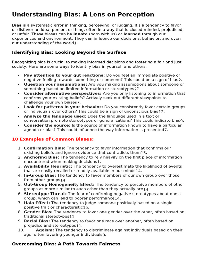 Understanding Biases and Prejudices Info and Quiz | PDF | Bias | Prejudices