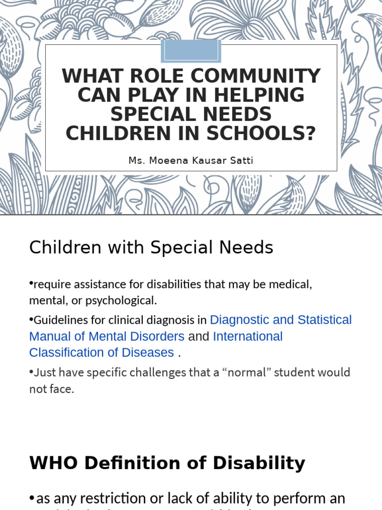 Community Role in Helping Special School Childern | PDF | Special ...
