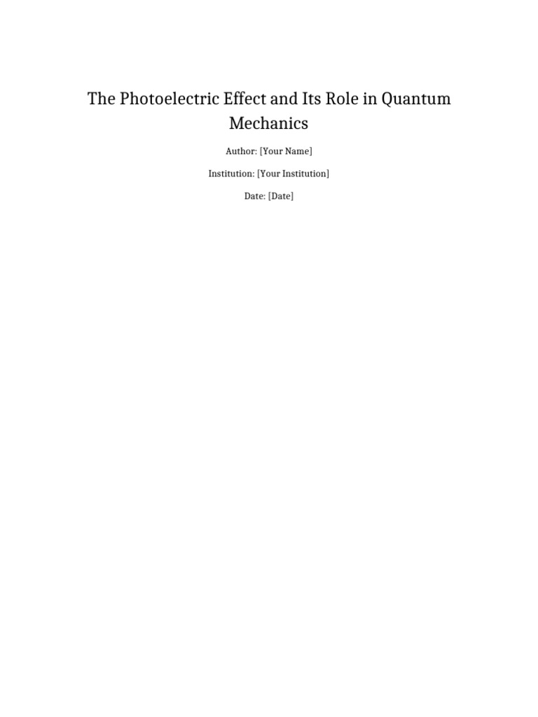 Photoelectric Effect Research Paper | PDF | Photoelectric Effect | Photon
