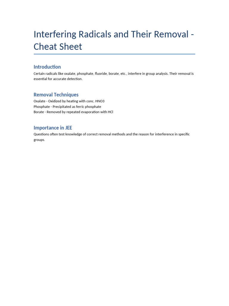 Interfering Radicals Cheat Sheet | PDF