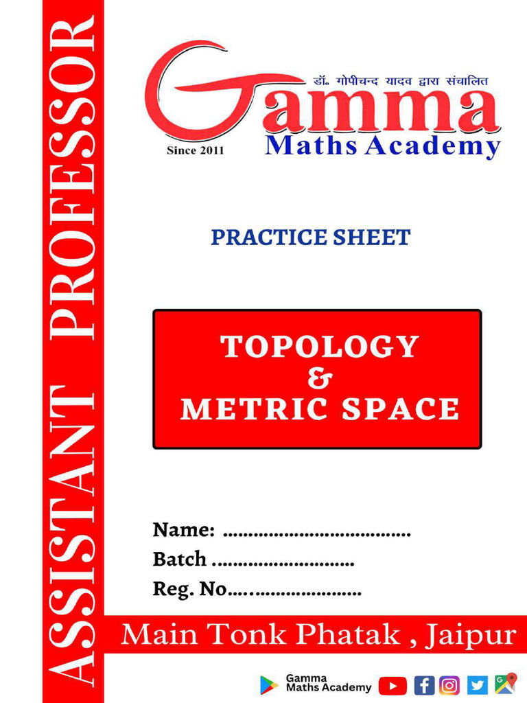 AP Topology Practice Set | PDF | Compact Space | Continuous Function