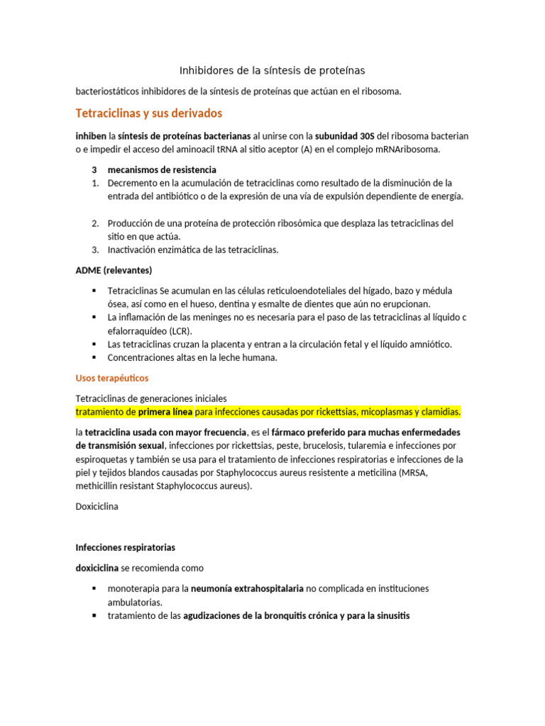 Inhibidores de La Síntesis de Proteínas Cap60 | PDF | Especialidades ...