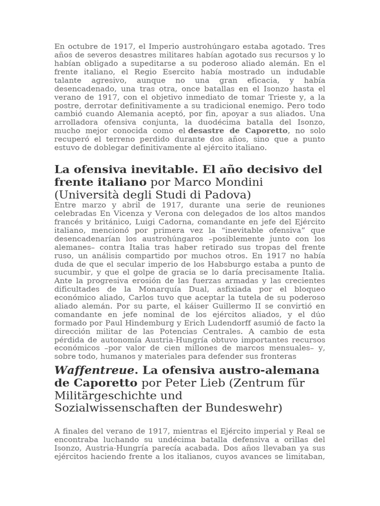 Batalla de Caporetto | PDF | Austria Hungría | Militar