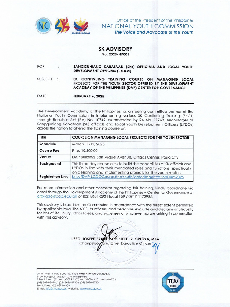 SK-ADVISORY-No.-2025-001 | PDF