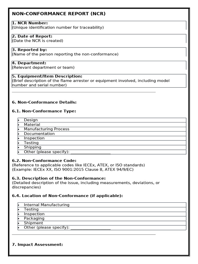 NONconformance Report Form | PDF | Verification And Validation | Formal ...