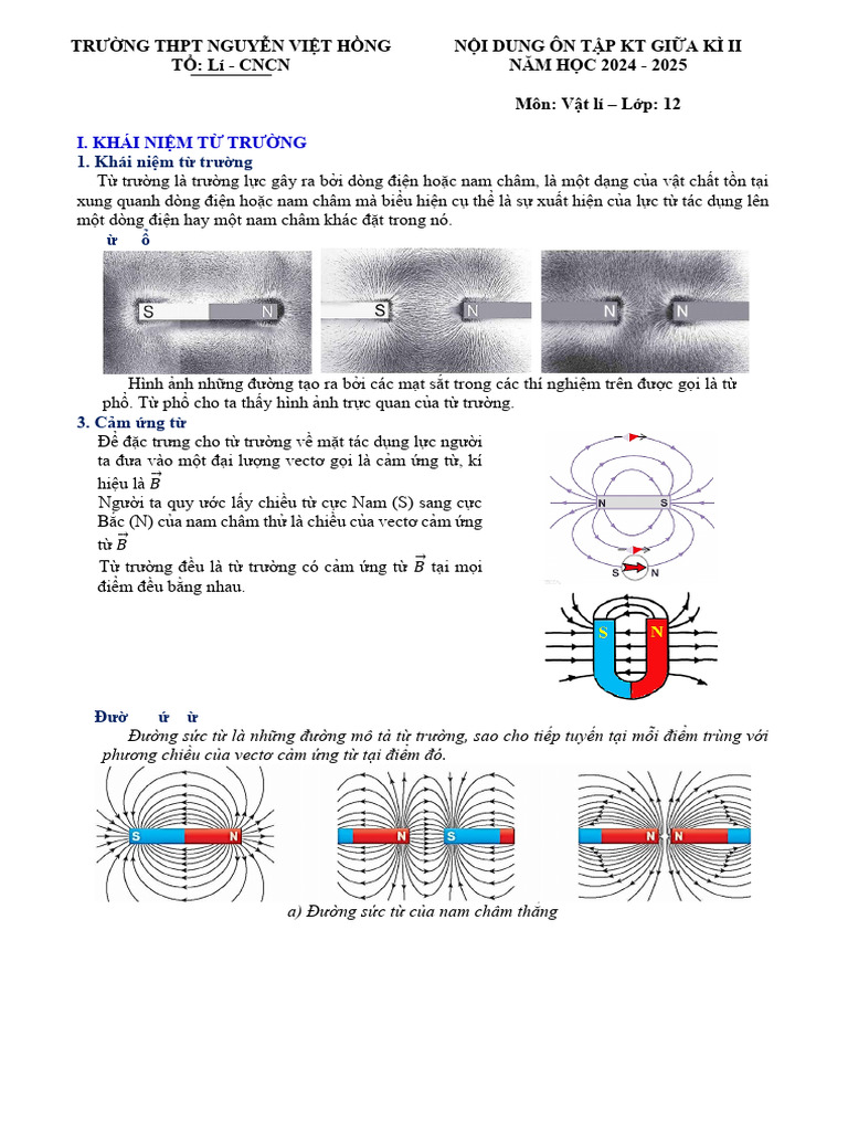 Li 12 - Noi Dung On Tap KT Giua Ky II 2024 2025 | PDF