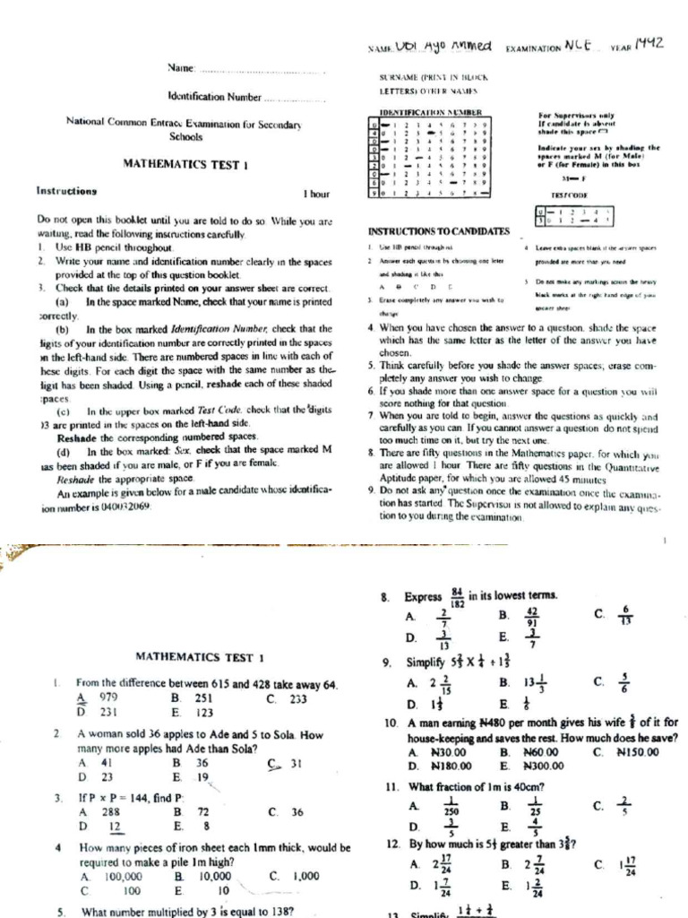 Common Entrance Maths Exam Guide | PDF | Area | Speed