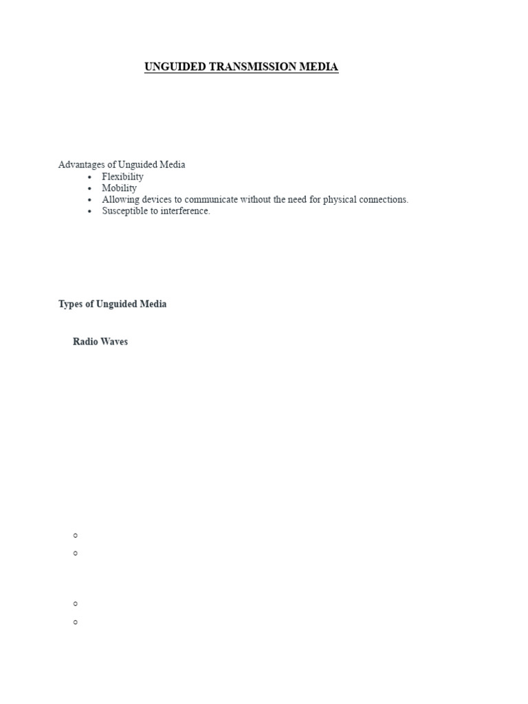 Unguided Transmission Media | PDF | Transmission Medium | Radio