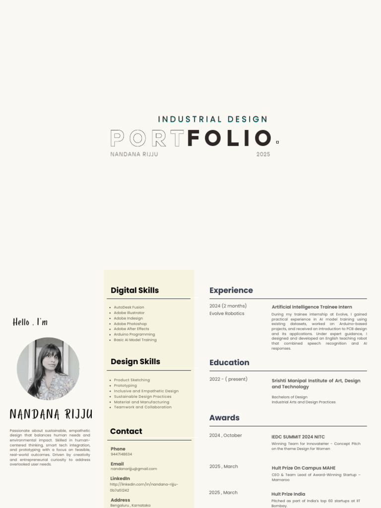 Nandana Rijju - Industrial Design Portfolio - 2025 | PDF | Flashlight ...