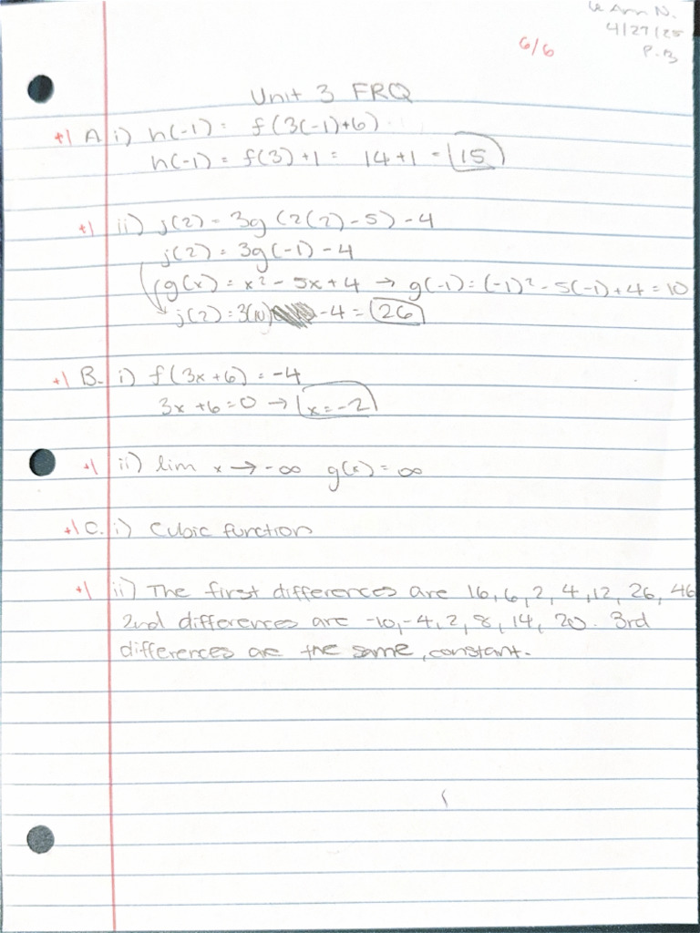 Math Medic Unit 3 FRQ | PDF