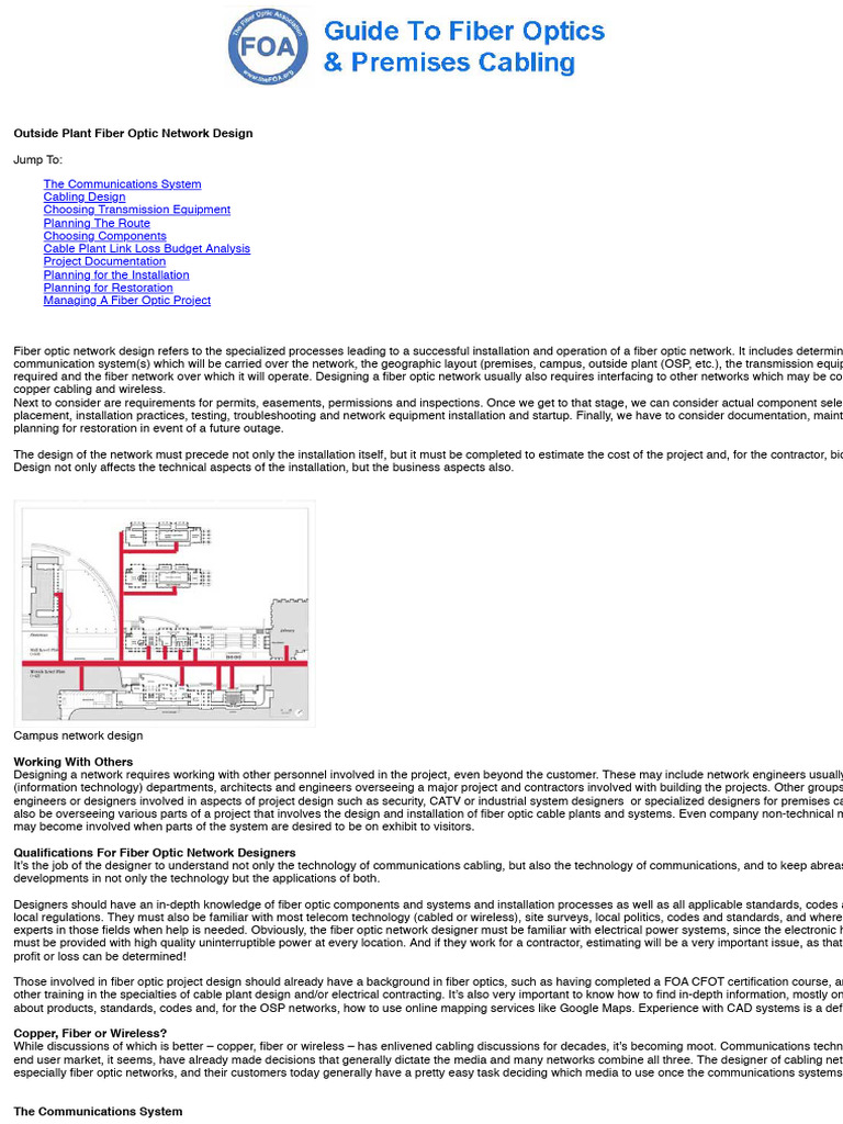 The FOA Reference For Fiber Optics - Outside Plant Fiber Optic Network ...