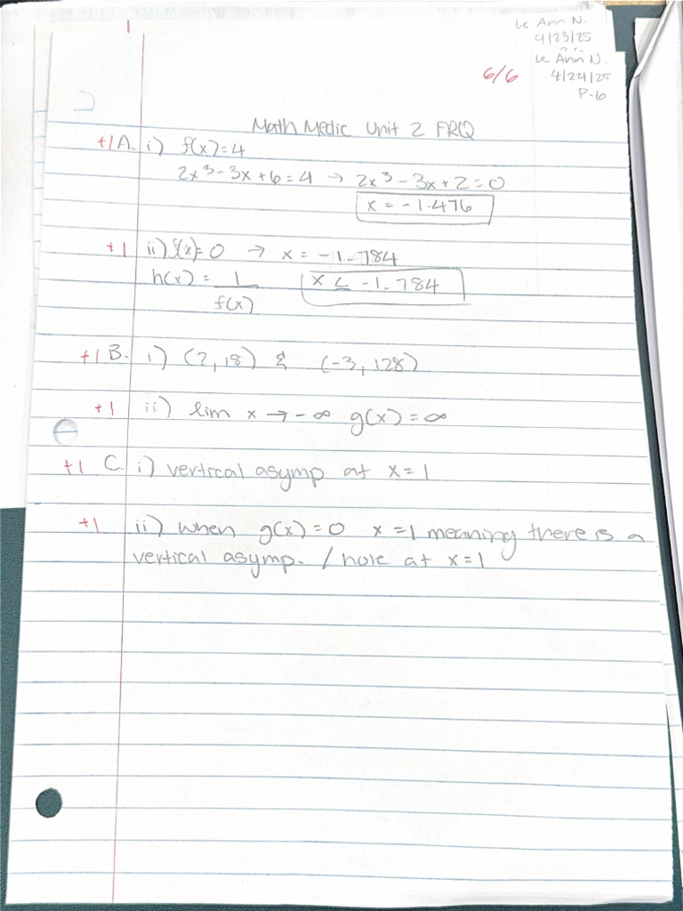 Math Medic Unit 2 FRQ. | PDF