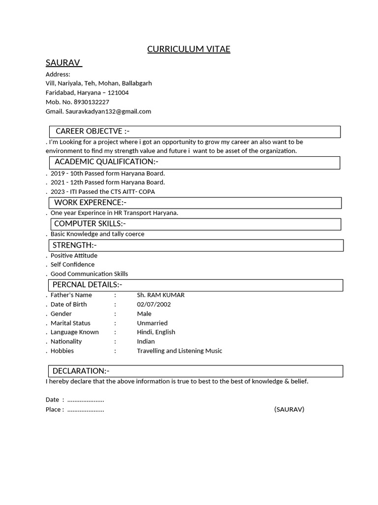Saurav Resume | PDF
