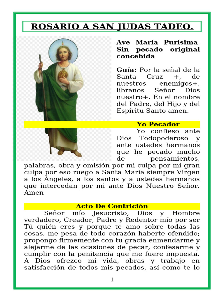 Rosario A San Judas Tadeo | PDF | Intercesión | Oración