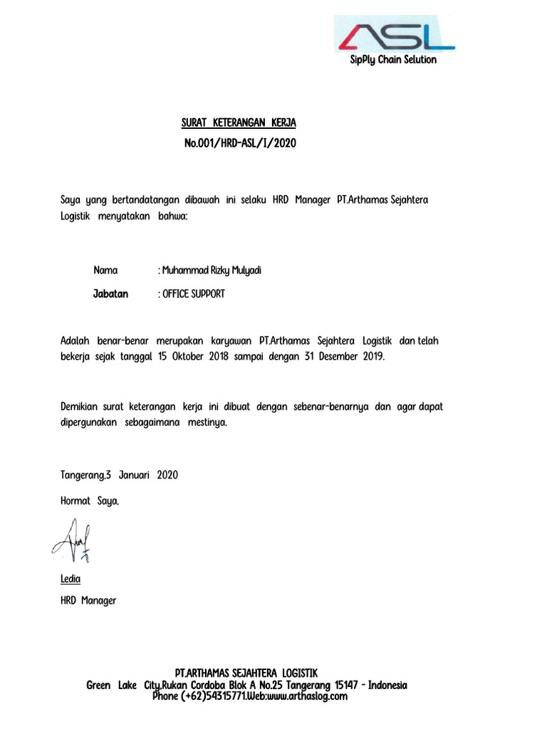 Paklaring Rizky | PDF